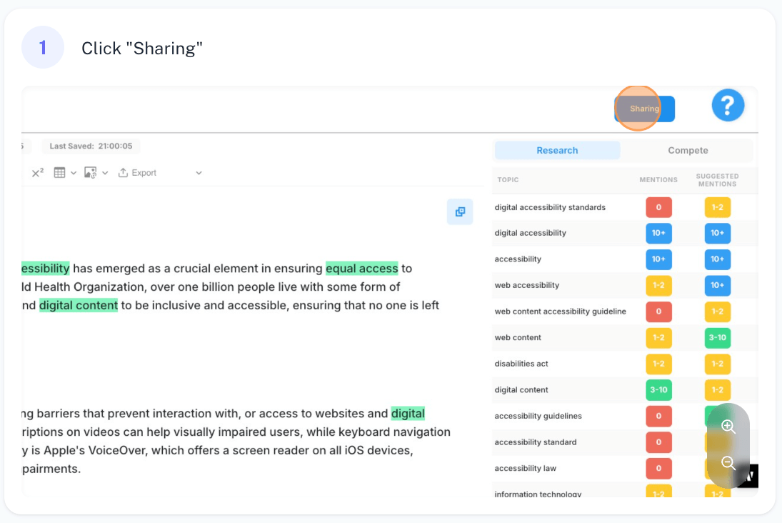 How to Share a Document - MarketMuse Knowledge Base